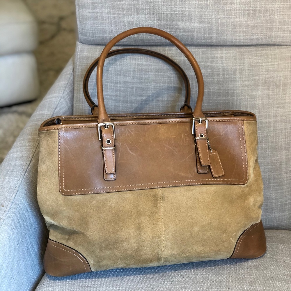 Coach Suede With Leather Trim Bag - Gem